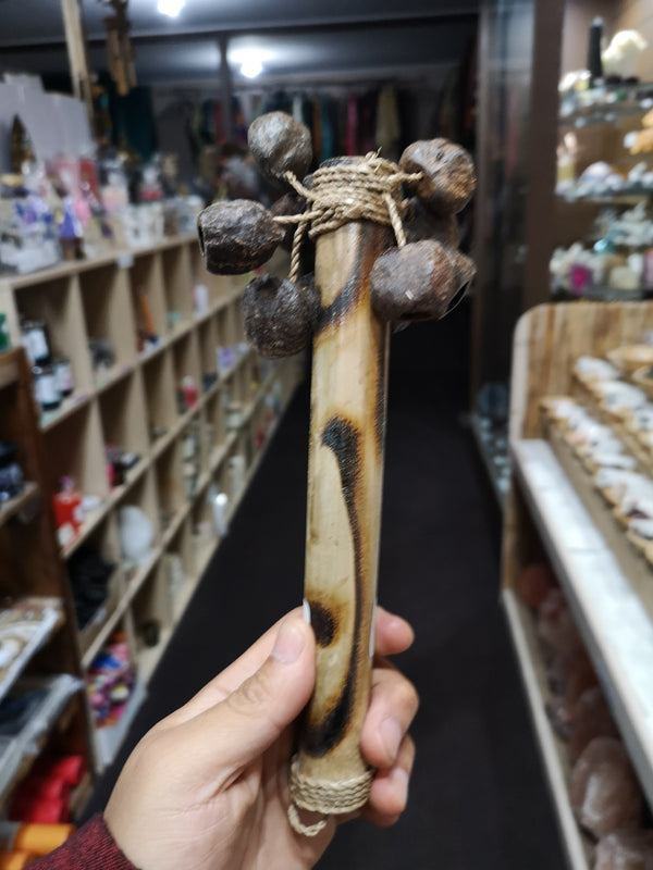 Seed pod shaker with handle - Shamanic Rain Lifestyle